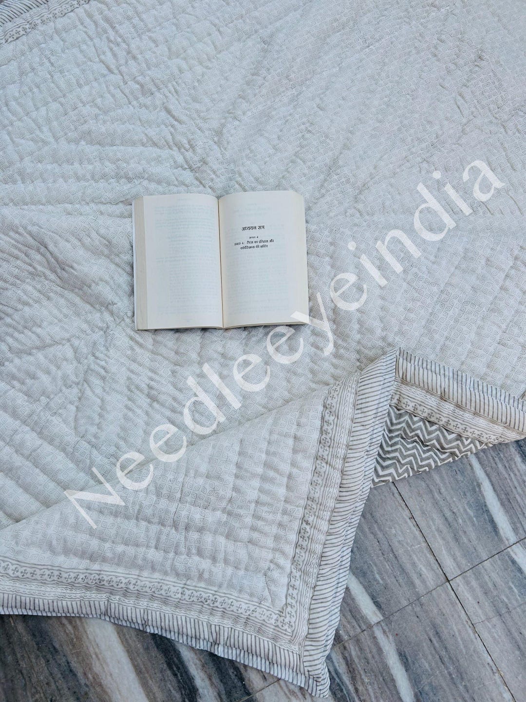 Reversible Cotton Floral Quilt, Block Print Jaipur Quilt Single ...