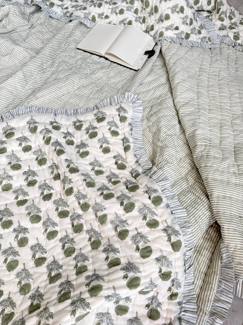 Anokhi Cotton Block Print Jaipur Razai, Handmade Reversible Floral ...
