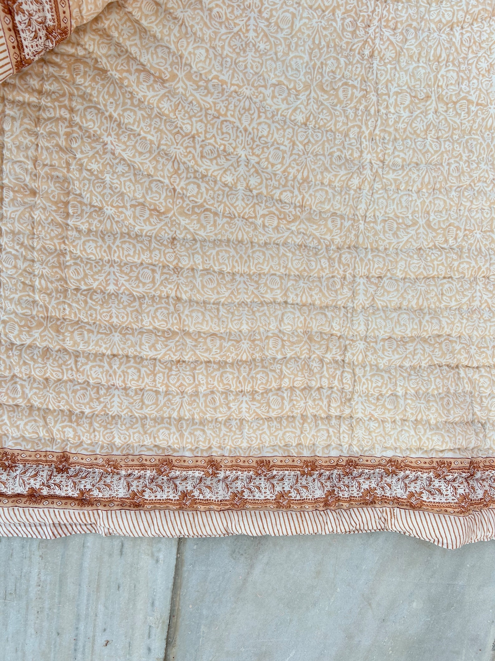 Hand Block Print Queen Quilt: Floral Cotton Bedspread - Etsy