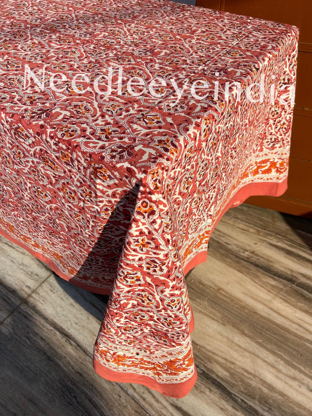 Wood Block Print Table Cloth, Vintage Print Tablecloths, Block Print Table Cloth Cotton, Outdoor ...