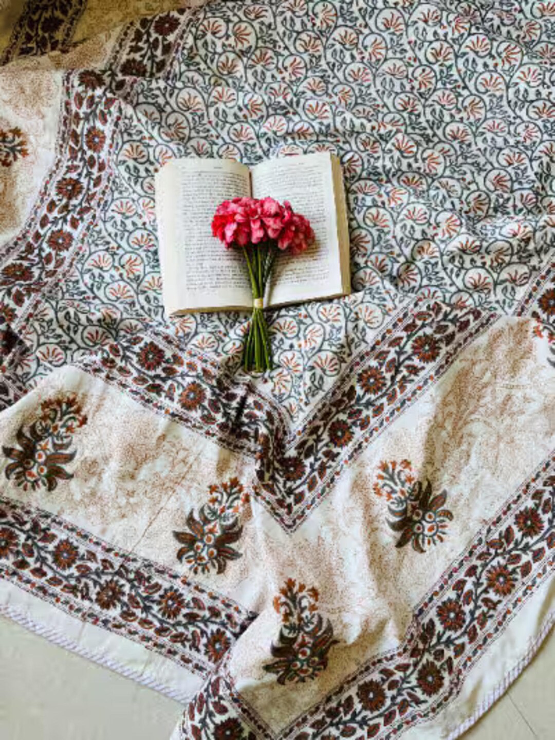 Hand Block Print Cotton Dohar: Reversible Indian Quilt, Jaipuri Razai ...