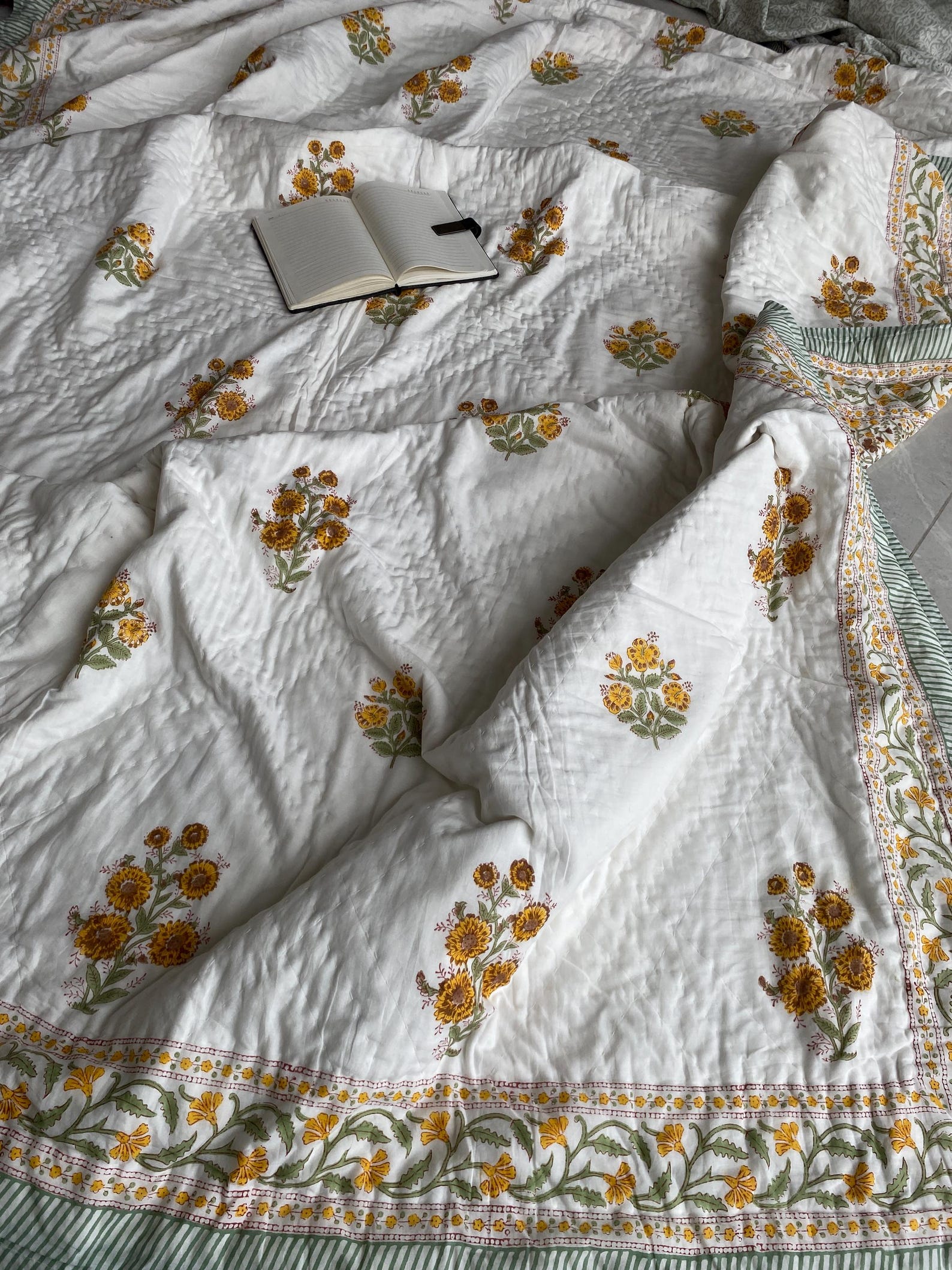 Anokhi Block Print Cotton Quilt, Reversible Handmade Razai, Floral Boho ...