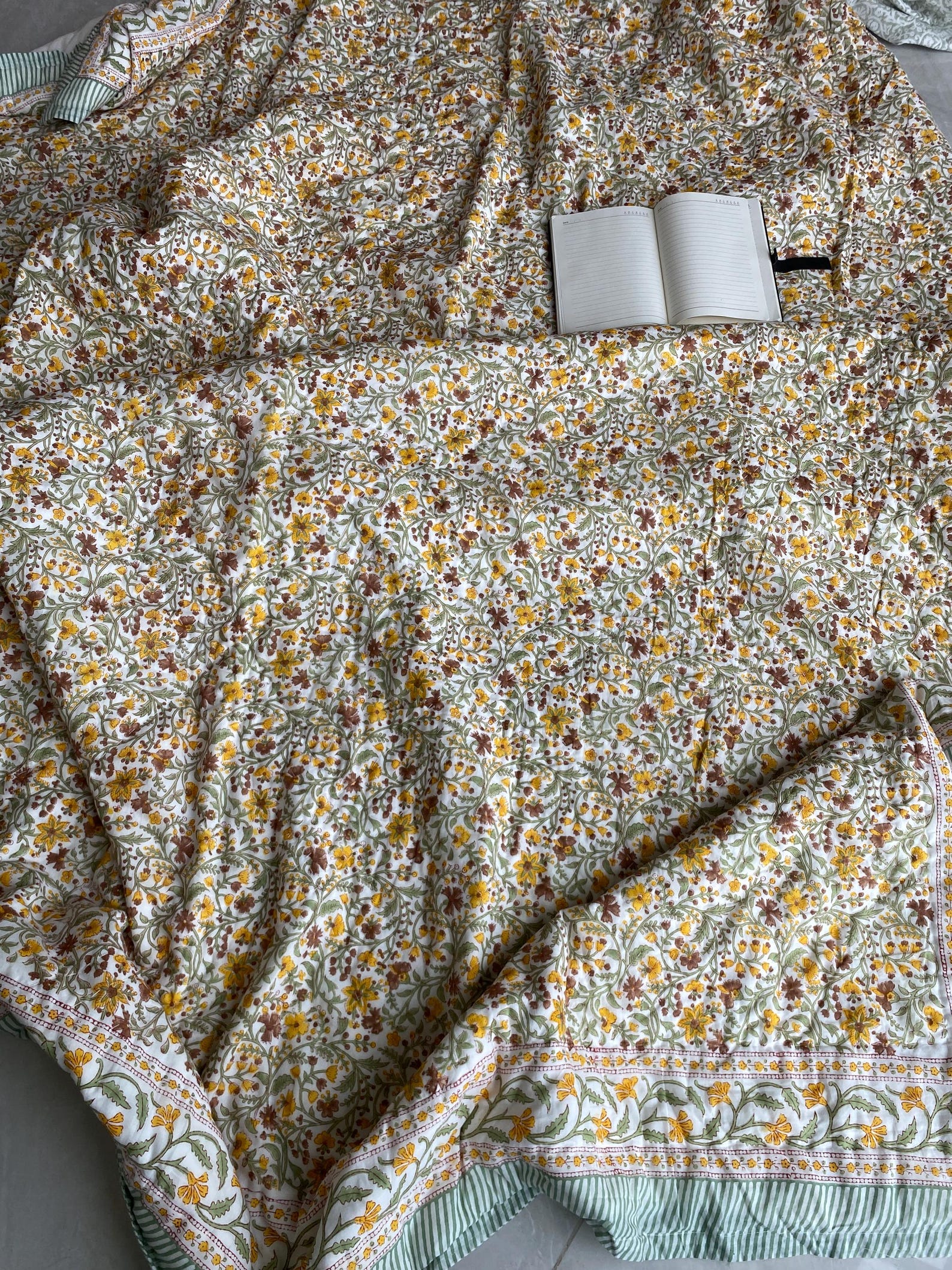 Anokhi Block Print Cotton Quilt, Reversible Handmade Razai, Floral Boho ...