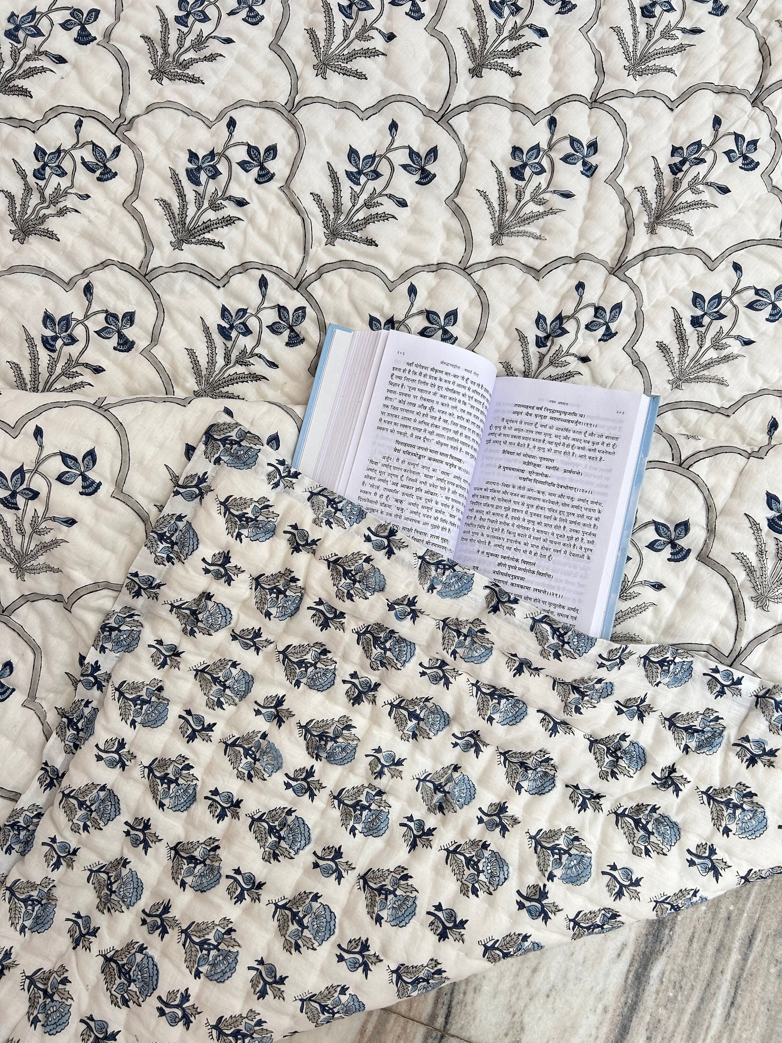 Hand Block Print Queen Quilt: Floral Cotton Bedspread - Etsy