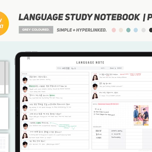 Language Study Journal Notebook / English Korean Japanese | Etsy