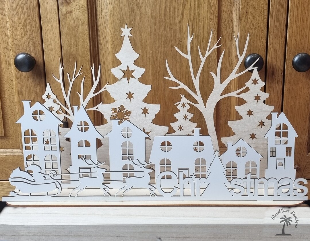 Christmas Wooden Scene Christmas Winter Scene - Etsy