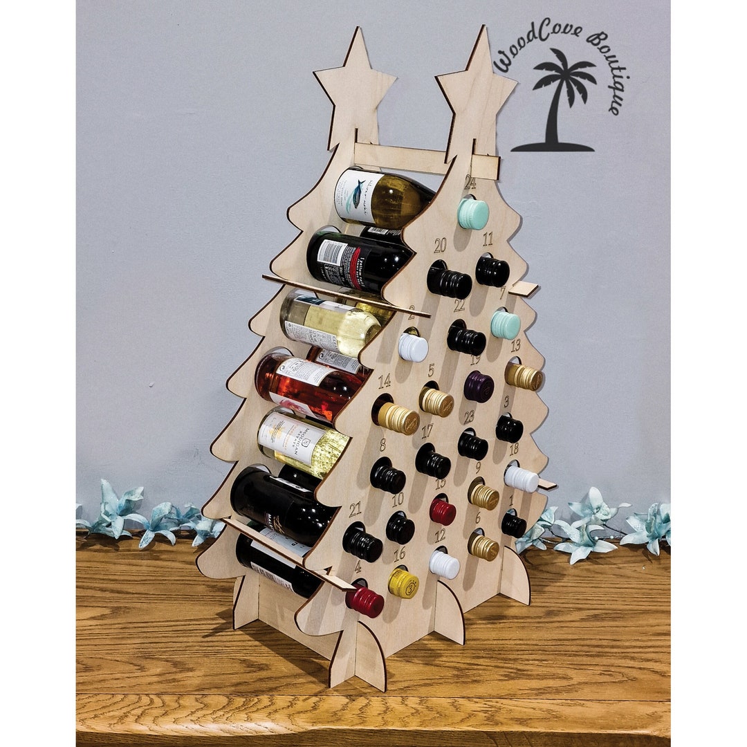 Personalised Miniature Wine Bottle Christmas Tree Advent | Miniature ...