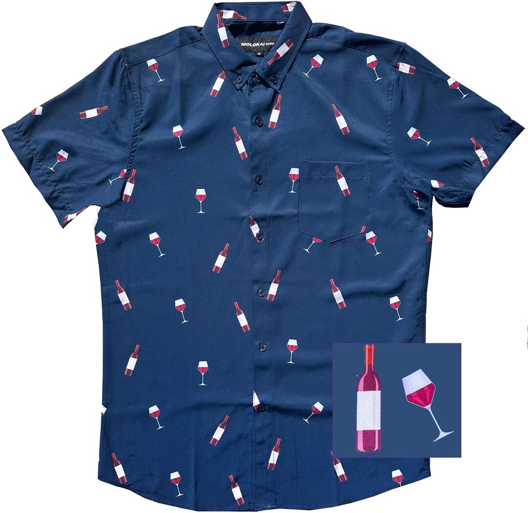 Molokai Navy Wine Button Down Shirt - Etsy