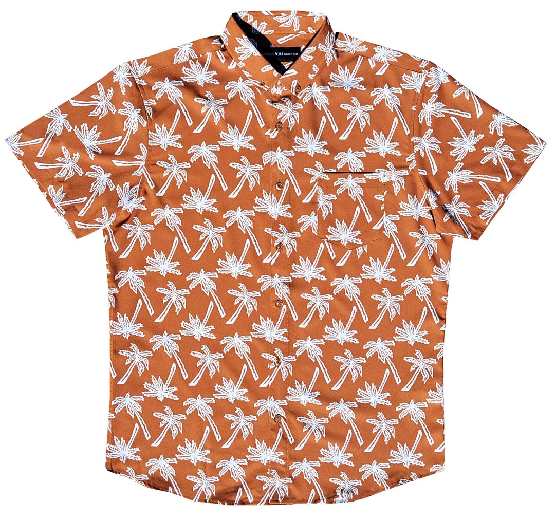 Molokai Rust Orange and White Palm Trees - Etsy