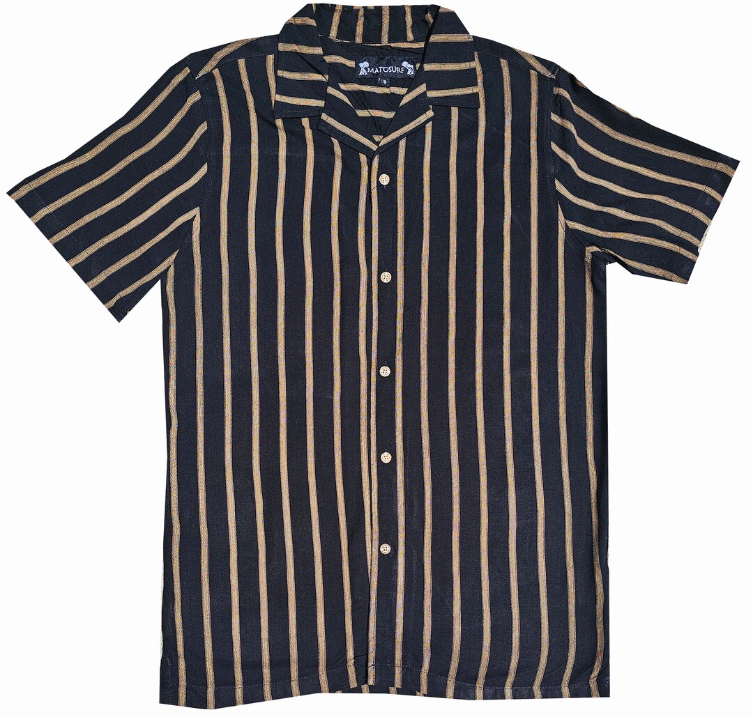 Molokai Black and Gold Striped Button Down Shirt - Etsy