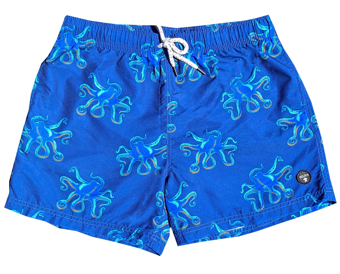 Molokai Ocean Blue Octopus Swim Trunks - Etsy