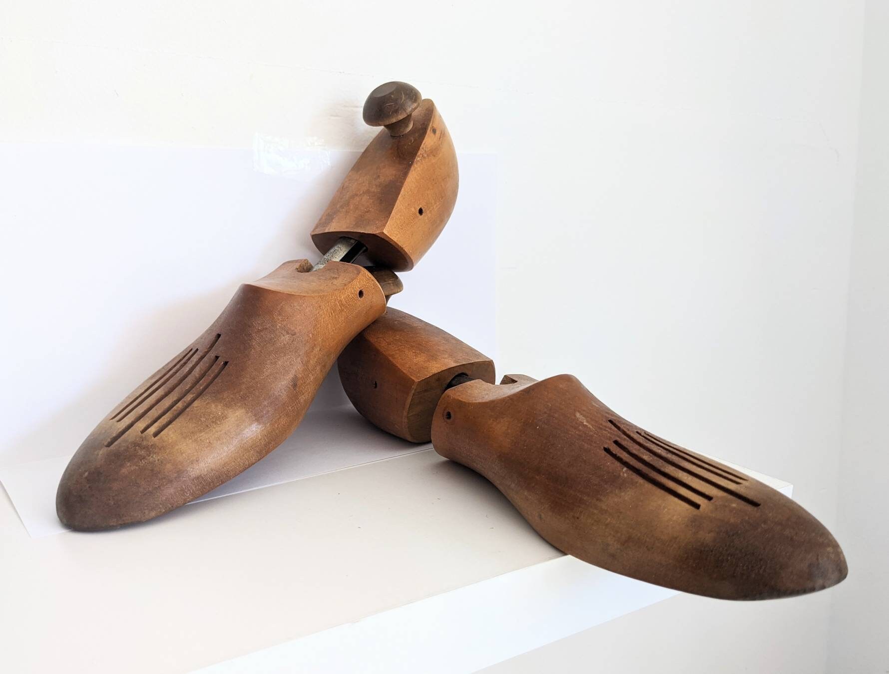 VINTAGE SHOE FORMS, Paired Spring Loaded Shoe Tree, Spring Tension Shoe ...