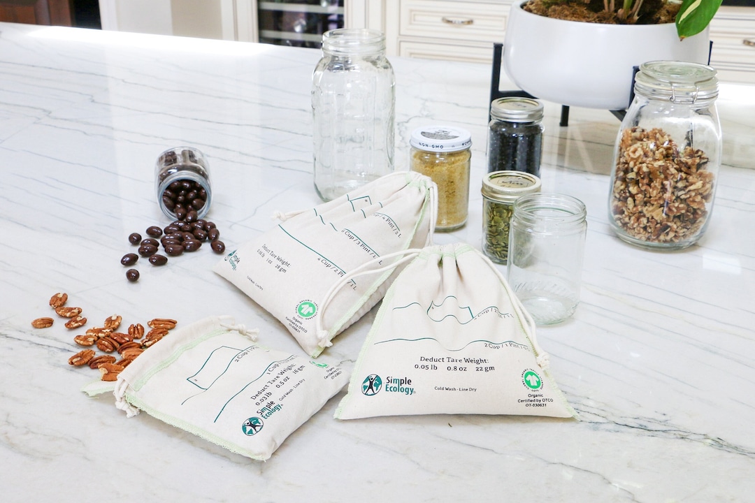 Organic Cotton Bulk Bin Bags: Tare Weight & Volume Fill Lines - Etsy