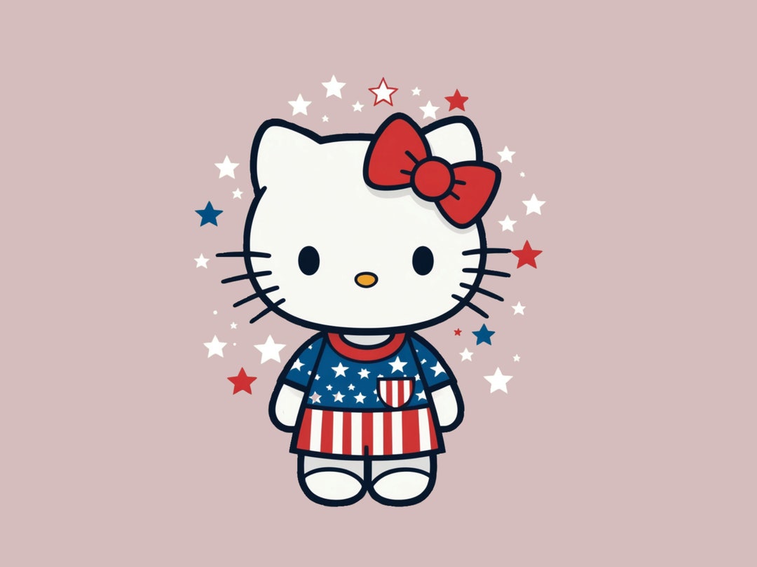 Hello Kittys Fourth of July Png, 4th of July Png, 4th of July Svg ...