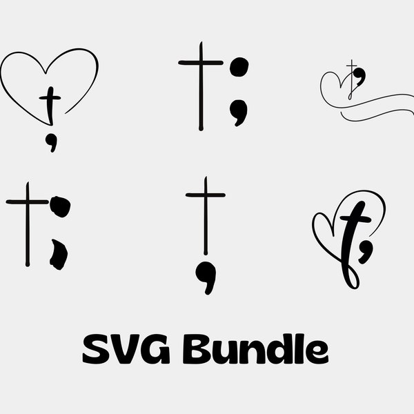 Semicolon Cross - Etsy