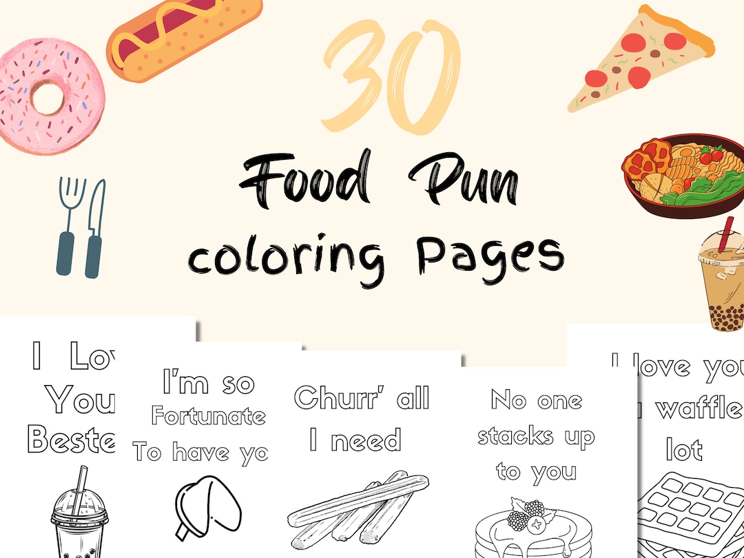 Food Coloring Pages Food Puns Coloring Pages Coloring Pages - Etsy ...