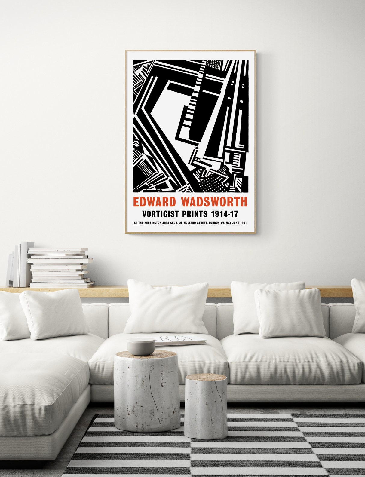 Edward Wadsworth Exhibition Poster, Vorticist Print, Black and White ...
