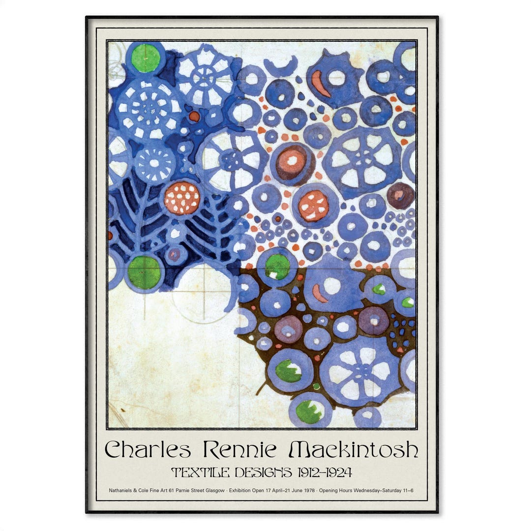 Charles Rennie Mackintosh Poster – Textile Design 1918, Art Nouveau ...