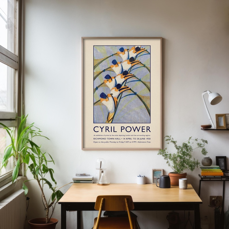 Cyril Power ‘the Eight’ Poster – 1930 Linocut Print, Grosvenor School ...