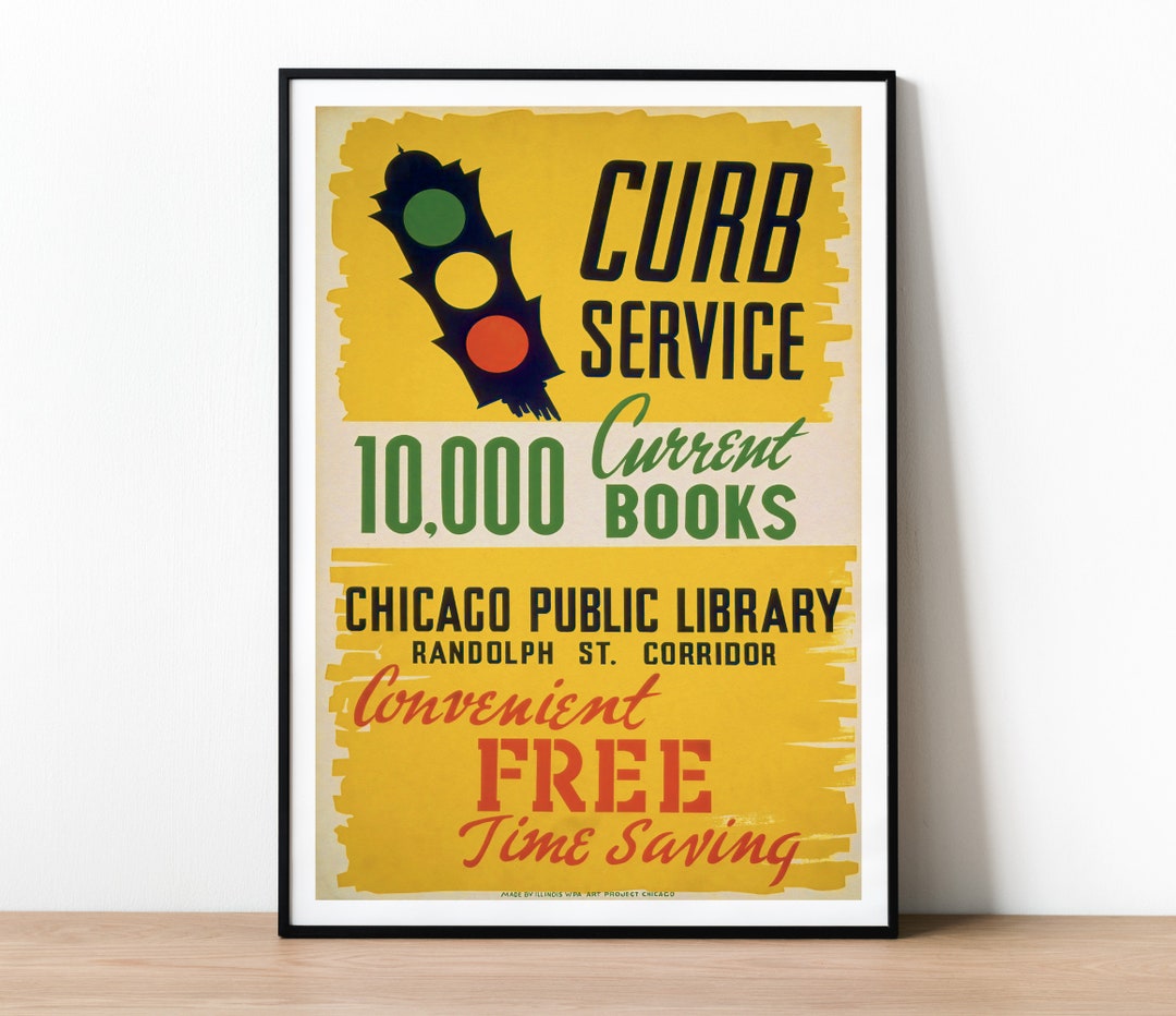 Chicago Public Libraries Curb Service Poster, Vintage Advertising Print ...