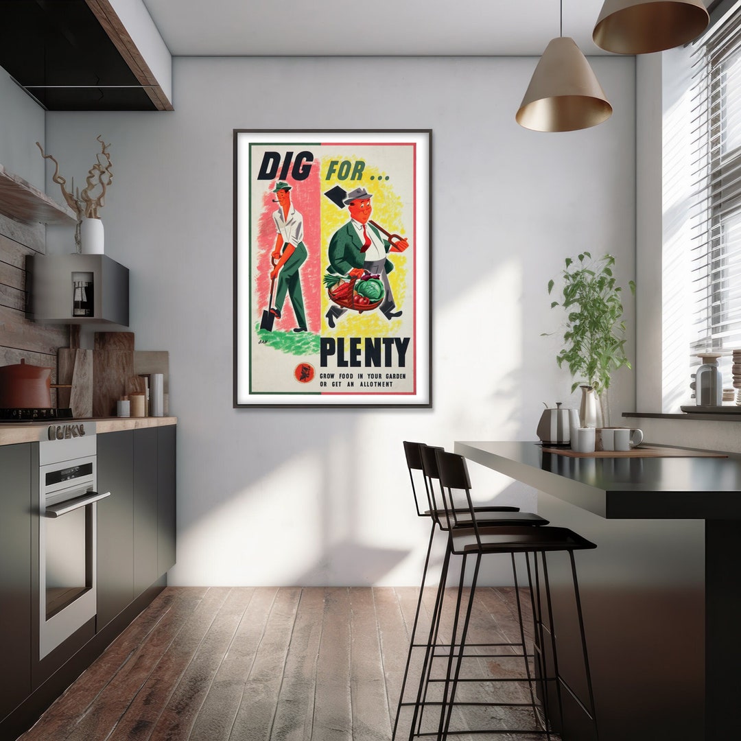 WWII 'dig for Plenty' Poster - Authentic Vintage Art Reproduction ...