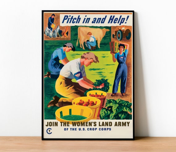 Women's Land Army World War II Poster Farming Print - Etsy