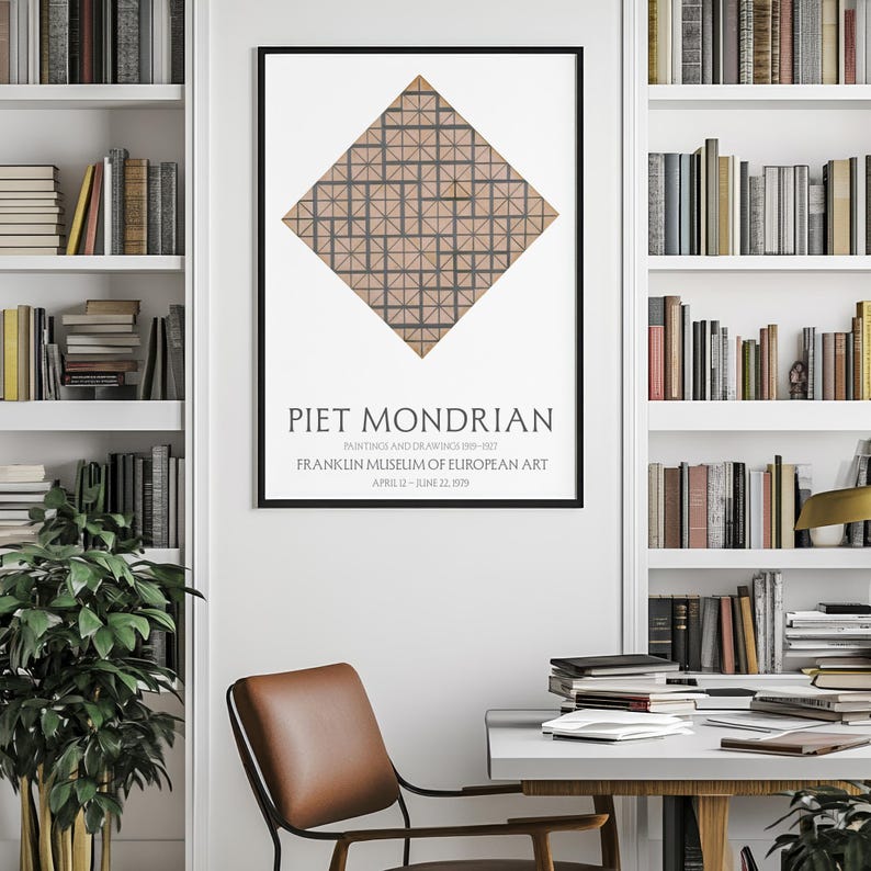 Piet Mondrian Exhibition Poster, Lozenge With Grey Lines 1918-19, De ...