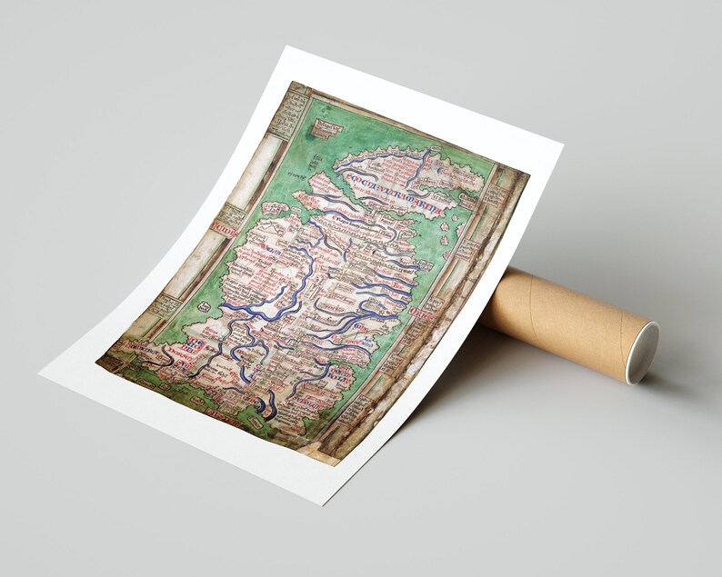 Medieval Map of Britain, Museum Quality Print, 1250 British Isles Map ...