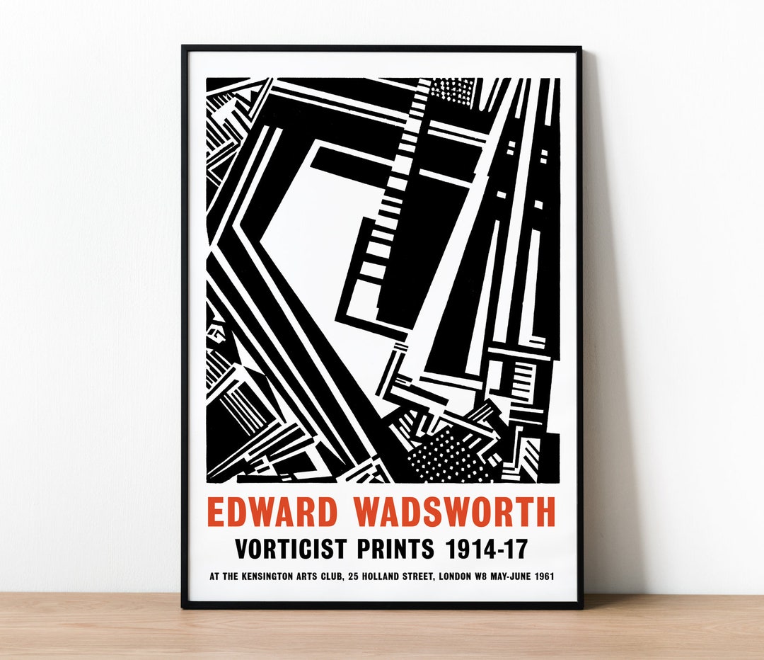 Edward Wadsworth Exhibition Poster, Vorticist Print, Black and White ...