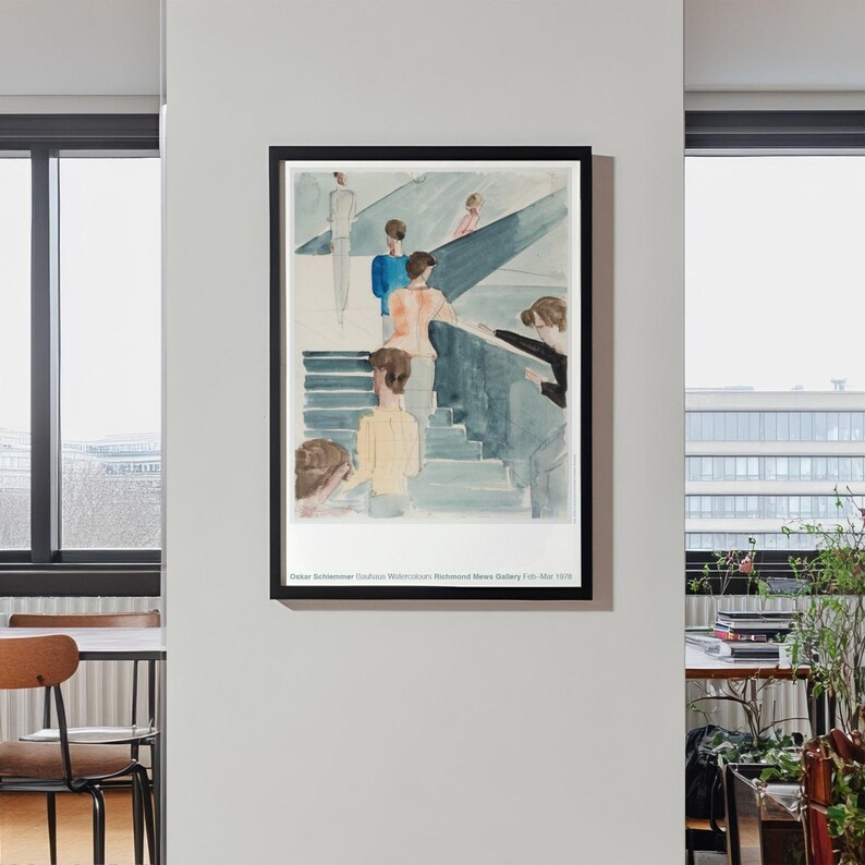Oskar Schlemmer Bauhaus Stairway Print | 1931 Watercolour Poster ...