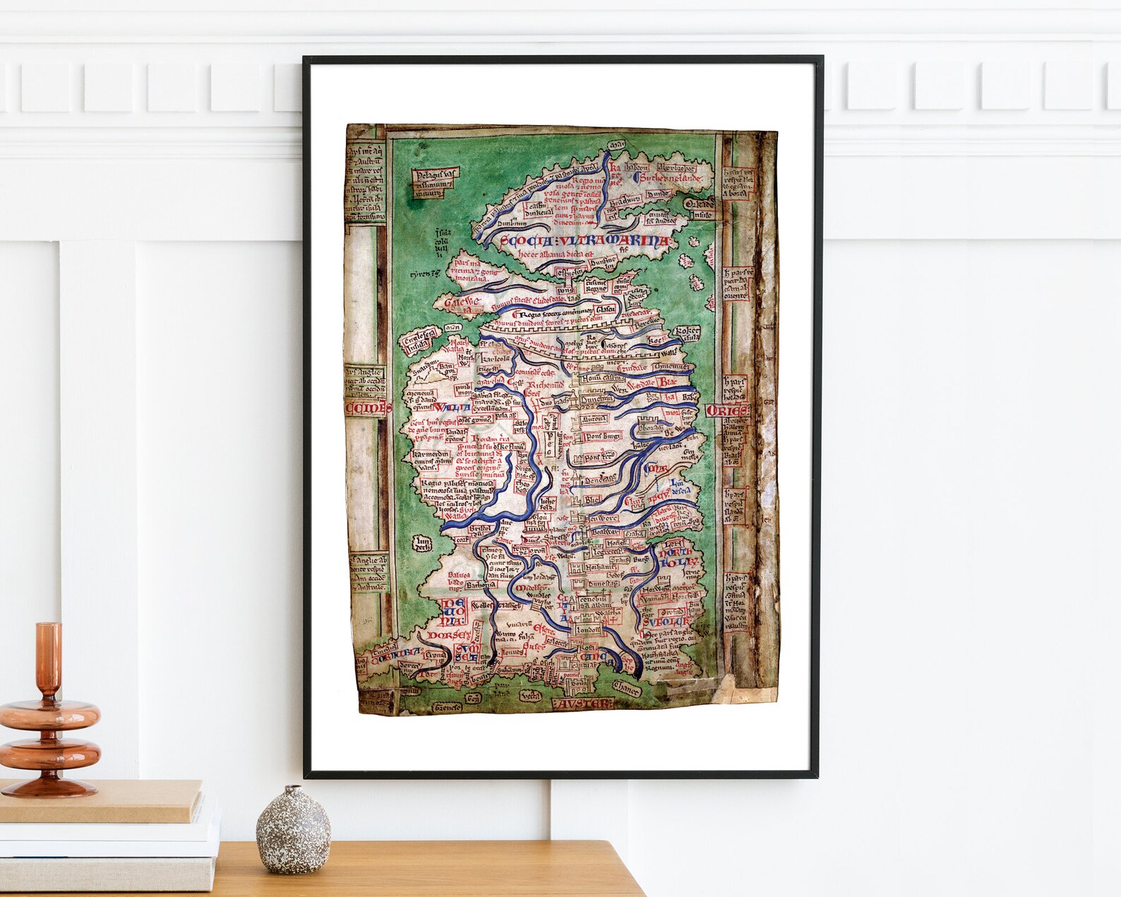 Medieval Map of Britain, Museum Quality Print, 1250 British Isles Map ...