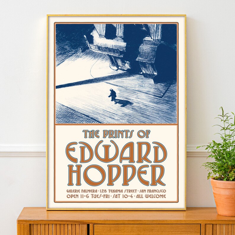 Edward Hopper Exhibition Poster Featuring His 1921 Etching Titled Night ...