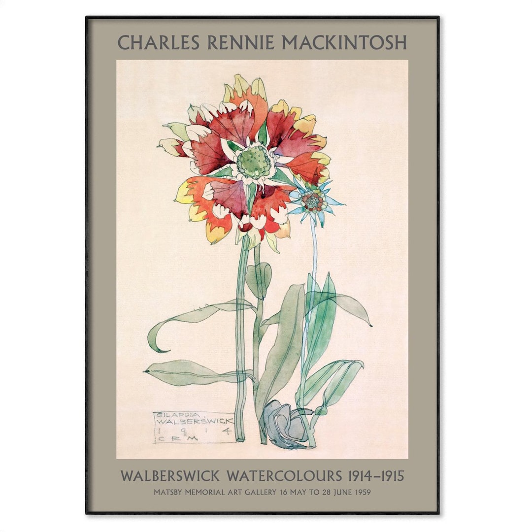 Charles Rennie Mackintosh Flower Poster – Walberswick Floral Study, Art ...
