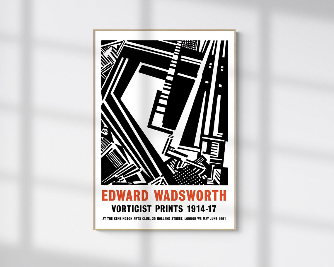 Edward Wadsworth Exhibition Poster, Vorticist Print, Black and White ...