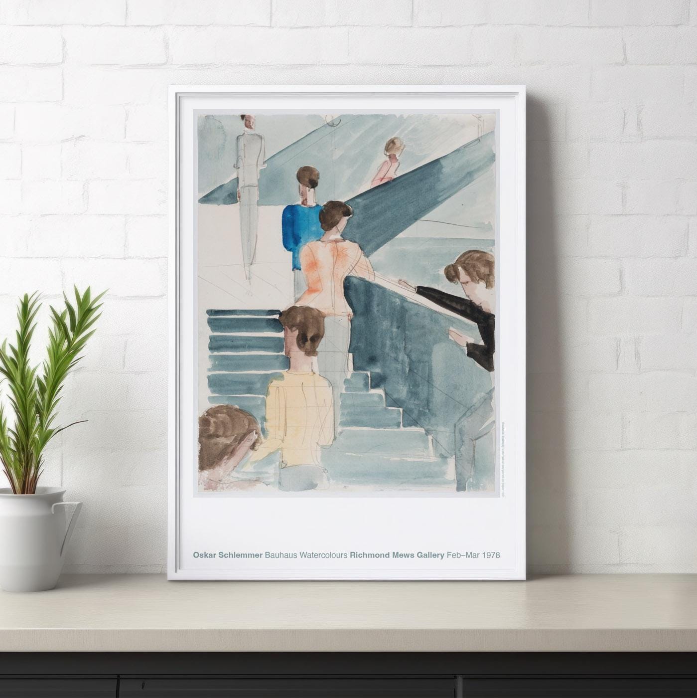 Oskar Schlemmer Bauhaus Stairway Print | 1931 Watercolour Poster ...