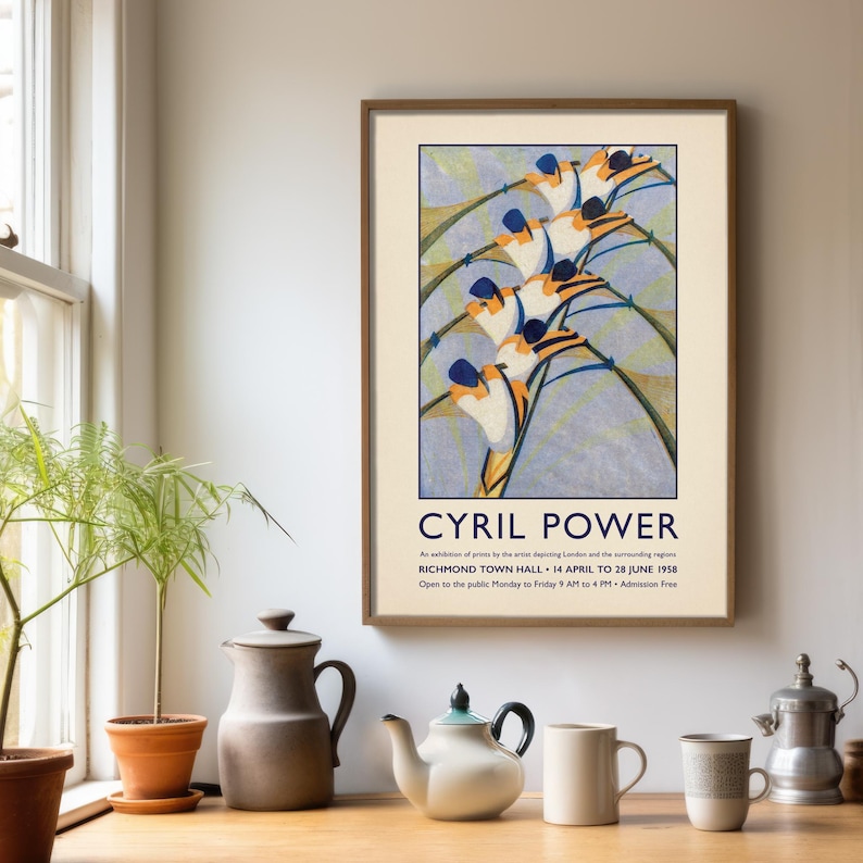 Cyril Power ‘the Eight’ Poster – 1930 Linocut Print, Grosvenor School ...