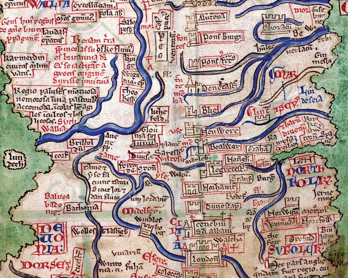 Medieval Map of Britain, Museum Quality Print, 1250 British Isles Map ...