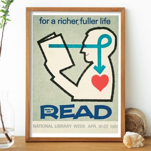 National Library Week Poster, Vintage Advertising Poster, USA 1961 ...