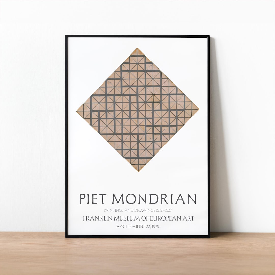 Piet Mondrian Exhibition Poster, Lozenge With Grey Lines 1918-19, De ...