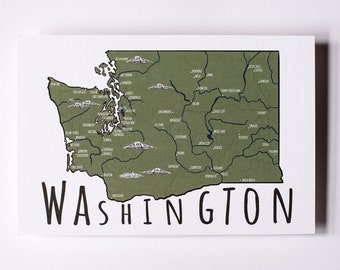 Washington State Postcard. - Etsy