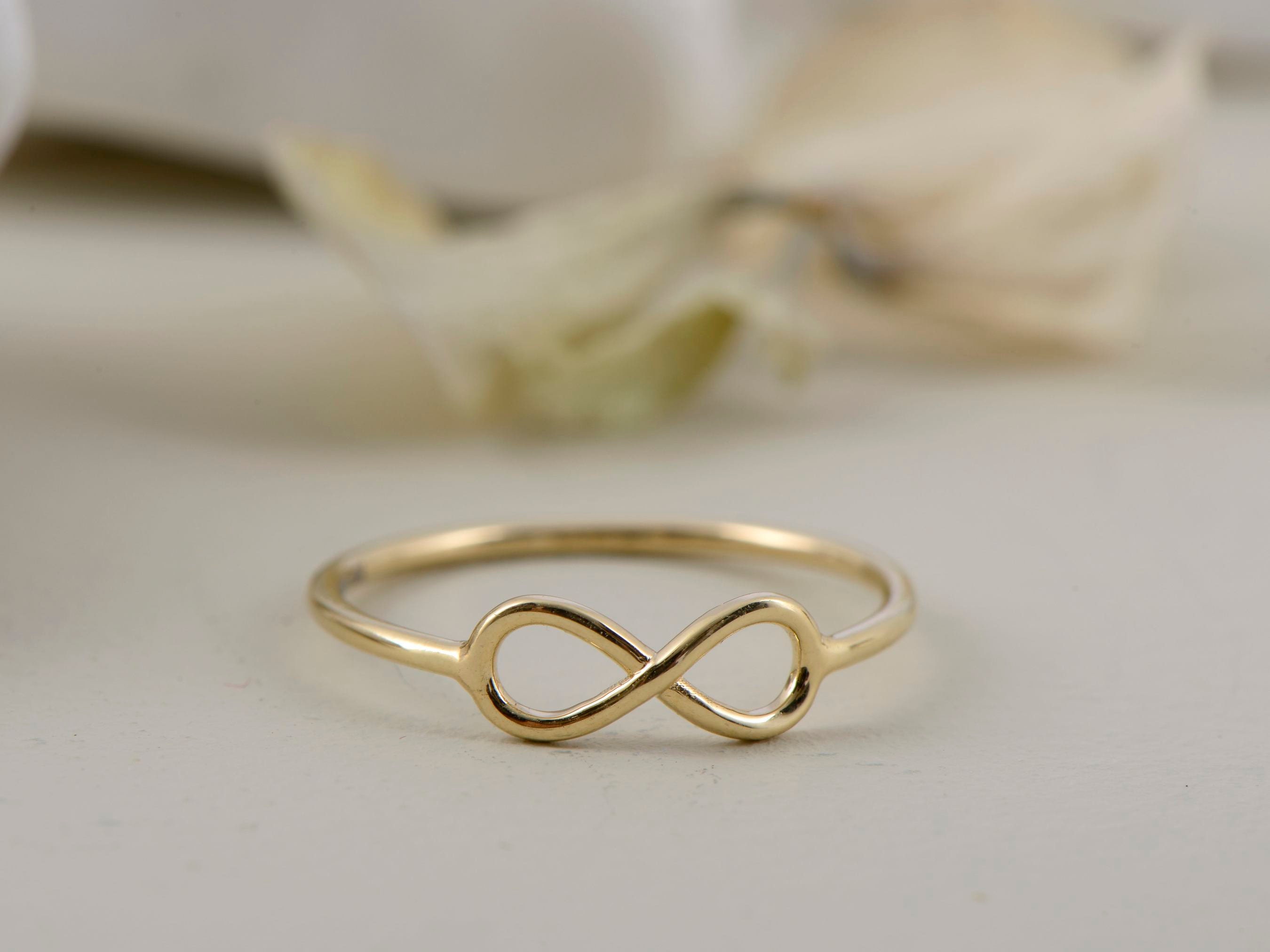 14k Solid Gold Dainty Infinity Ring, Gold Infinity Ring, Infinite Love ...