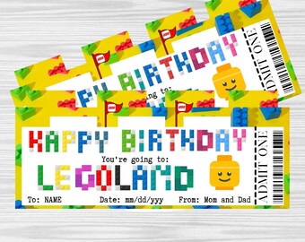 Legoland Ticket Template - Etsy Australia