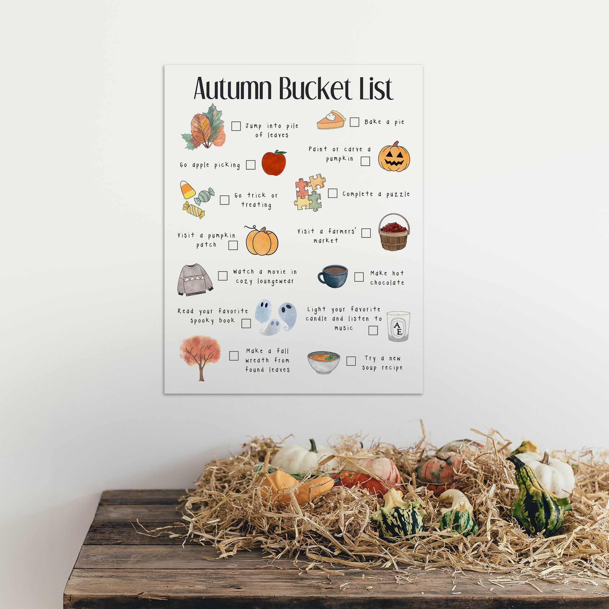 Autumn Fall Bucket List Downloadable Printable PDF Holiday Checklist ...