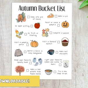 Autumn Fall Bucket List Downloadable Printable PDF Holiday Checklist ...