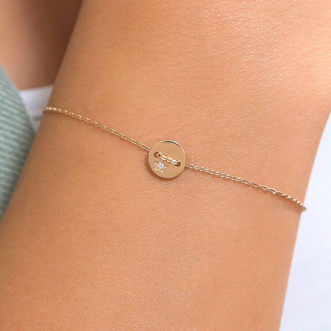 Dainty 14K Gold Diamond Bracelet: Minimalist Fine Jewelry - Etsy