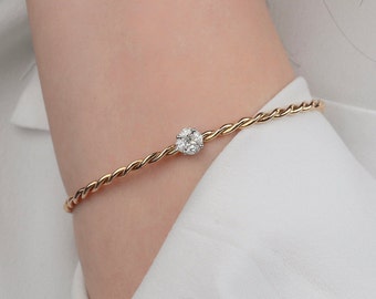 Diamond Solitaire Bangle - Etsy