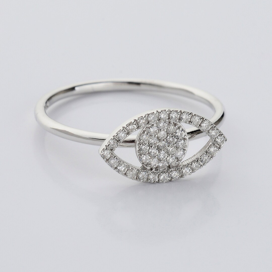 Solid Gold Diamond Evil Eye Rings Jewelry Real Gold Rings - Etsy