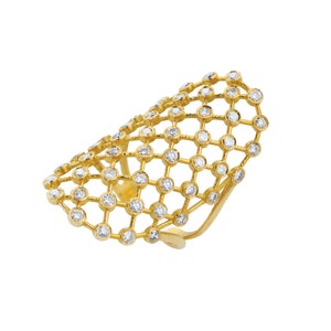 14K Solid Gold Full Finger Diamond Ring: Handmade Fine Jewelry - Etsy