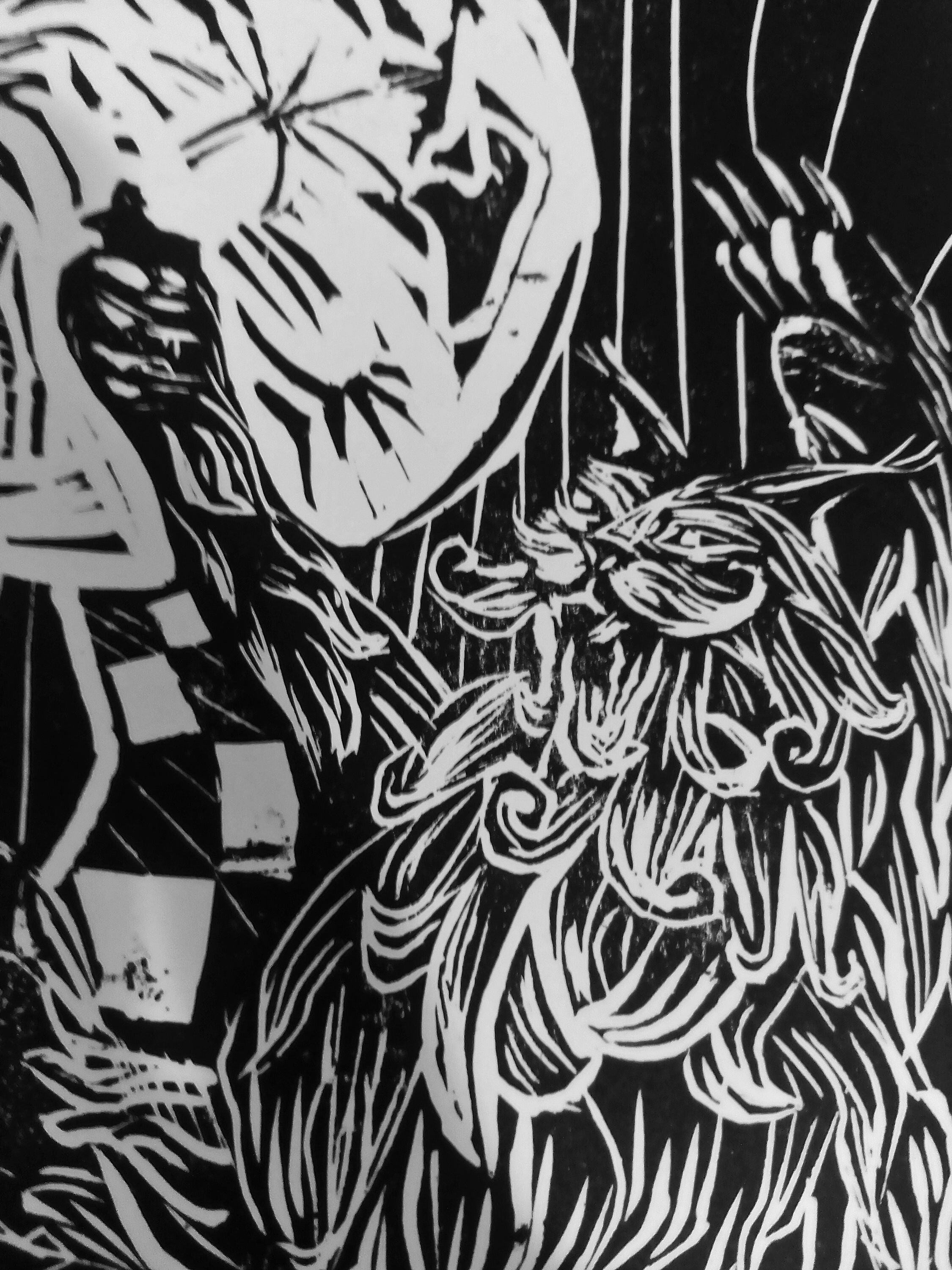 Dancing Demon Cat Behemoth Master and Margarita Linocut | Etsy
