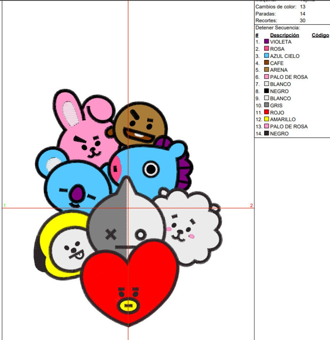 BTS PATTERN EMBROIDERY - Etsy